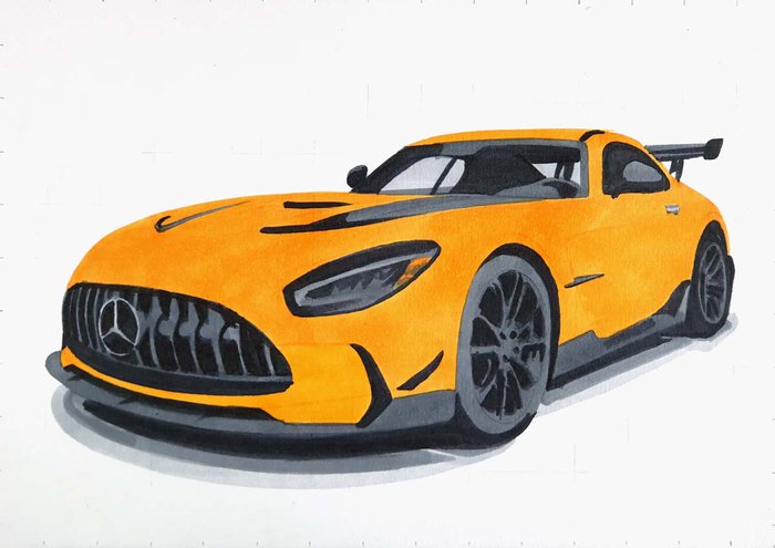 How to Draw a Mercedes AMG GT Black Series - Mercedes Benz AMG GT Drawing Tutorial